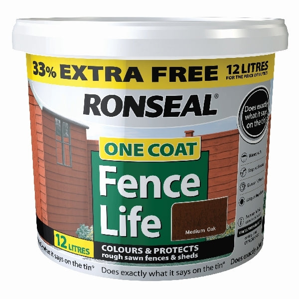 Ronseal One Coat Fence Life - 9 Litre + 33% Extra Free – Michael Cooney ...
